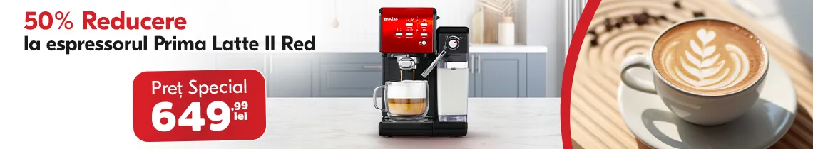 Espressor Manual cu Lapte Prima Latte II Red Breville, spumare lapte ...