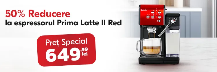 Espressor Manual cu Lapte Prima Latte II Red Breville, spumare lapte ...